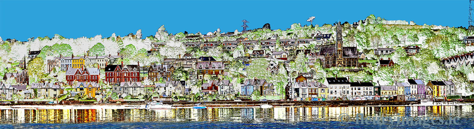 Monkstown Village Sketch | Fleuryimages.ie